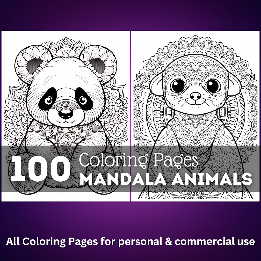100 Mandala Animal Coloring Pages | Printable Coloring Book | Coloring ...