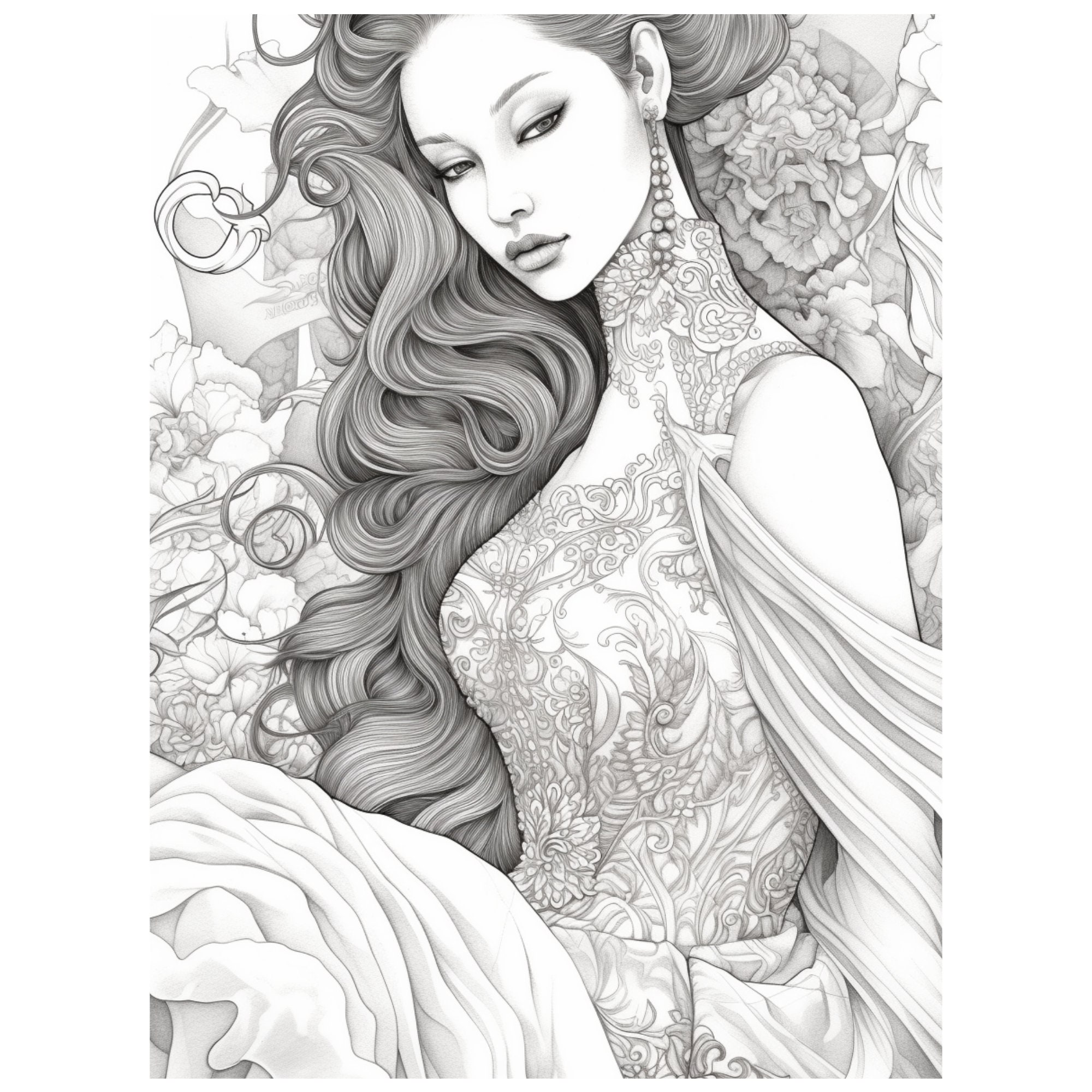 40 Female Beauties Coloring Pages | Printable Coloring Book | Coloring ...