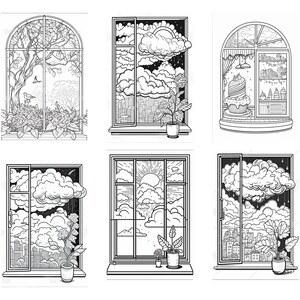 80 Window Landscape Coloring Pages | Printable Coloring Book | Coloring ...