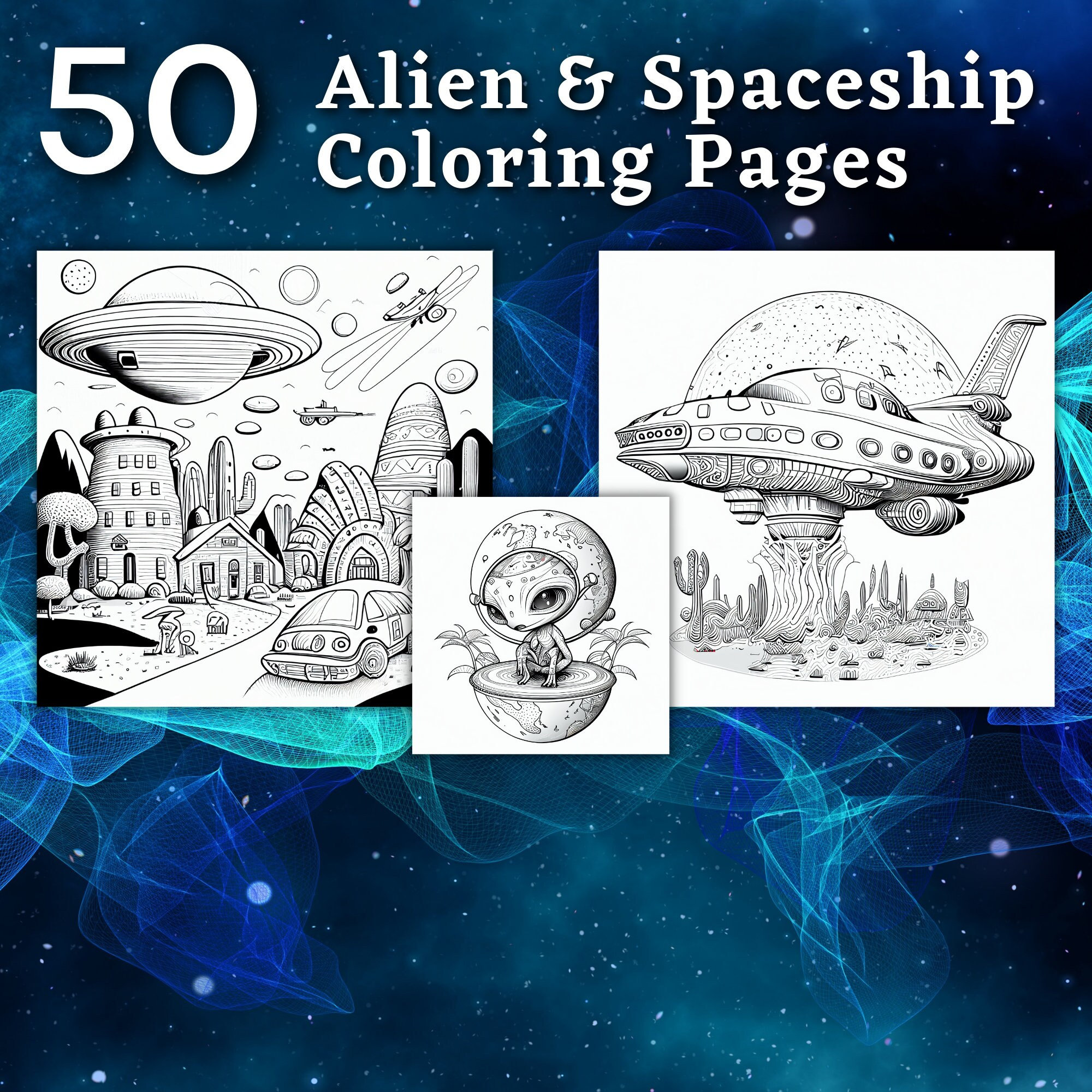 50 Alien Coloring Pages Printable Coloring Book Coloring Pages for ...