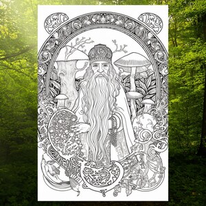 80 Druids Coloring Pages | Printable Coloring Book | Fantasy Coloring ...