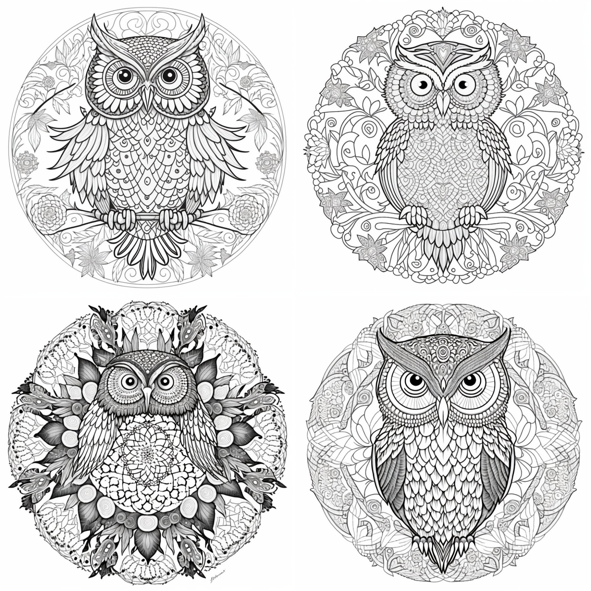 50 Owl Mandala Coloring Pages Printable Coloring Book Coloring Pages ...
