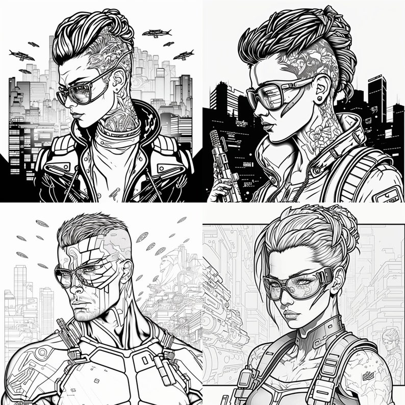 220 Cyberpunk Coloring Pages Printable Coloring Book Coloring Pages for ...