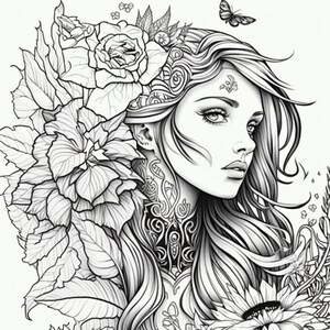 100 Woman Fantasy Coloring Pages | Printable Coloring Book | Coloring ...