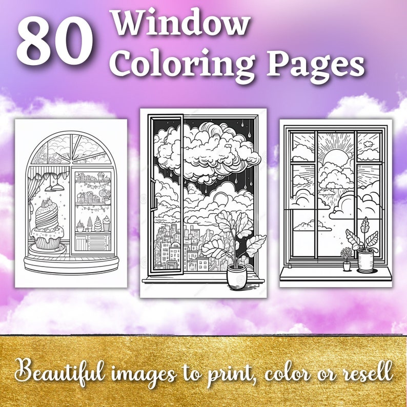 80 Window Landscape Coloring Pages Printable Coloring Book - Etsy