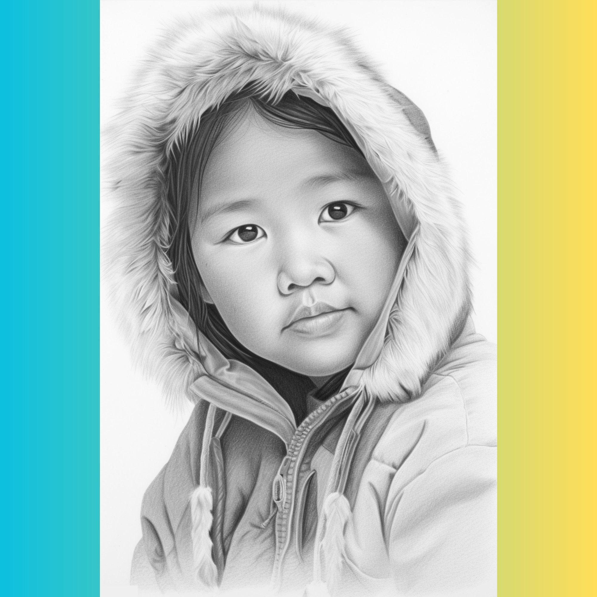 25 Inuit Girl Grayscale Coloring Pages Printable Coloring - Etsy