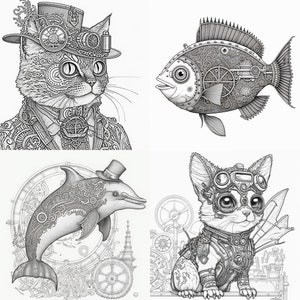 100 Steampunk Animal Coloring Pages | Printable Coloring Book ...