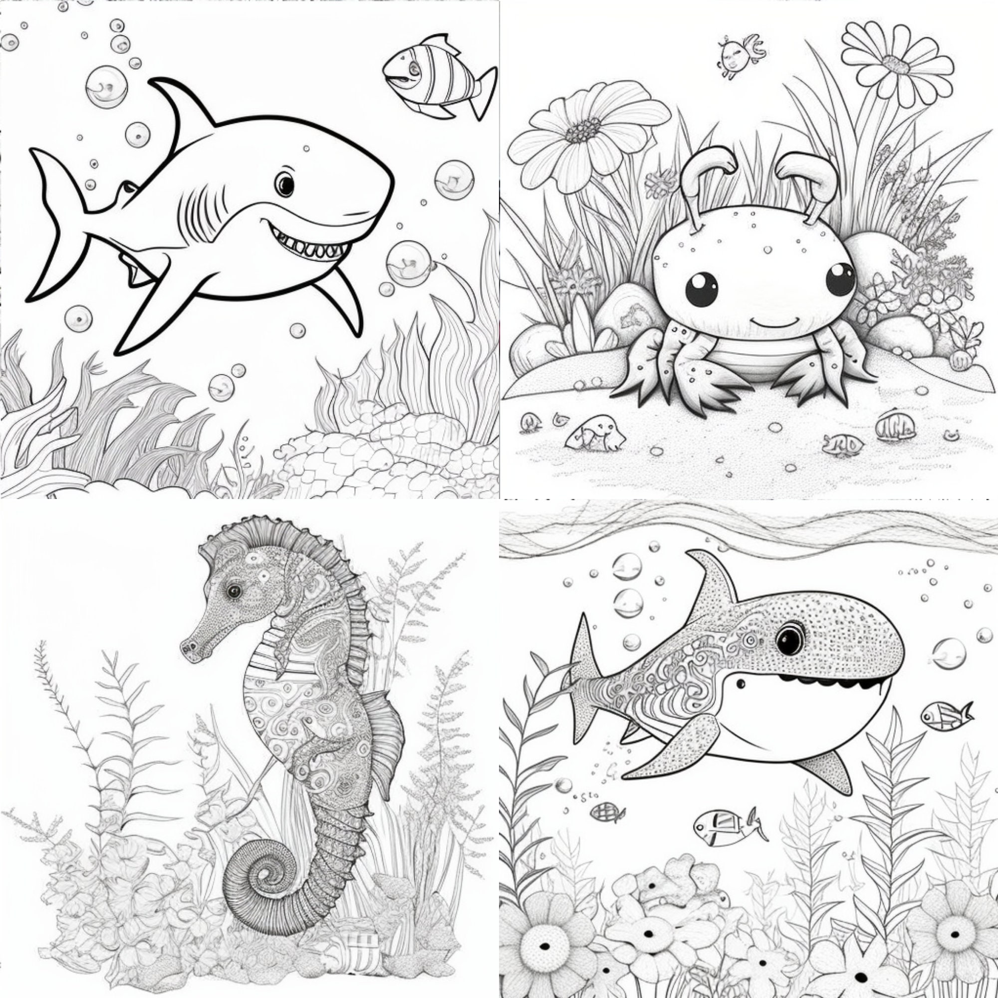 100 Sea Animal Coloring Pages Printable Coloring Book Coloring Pages ...