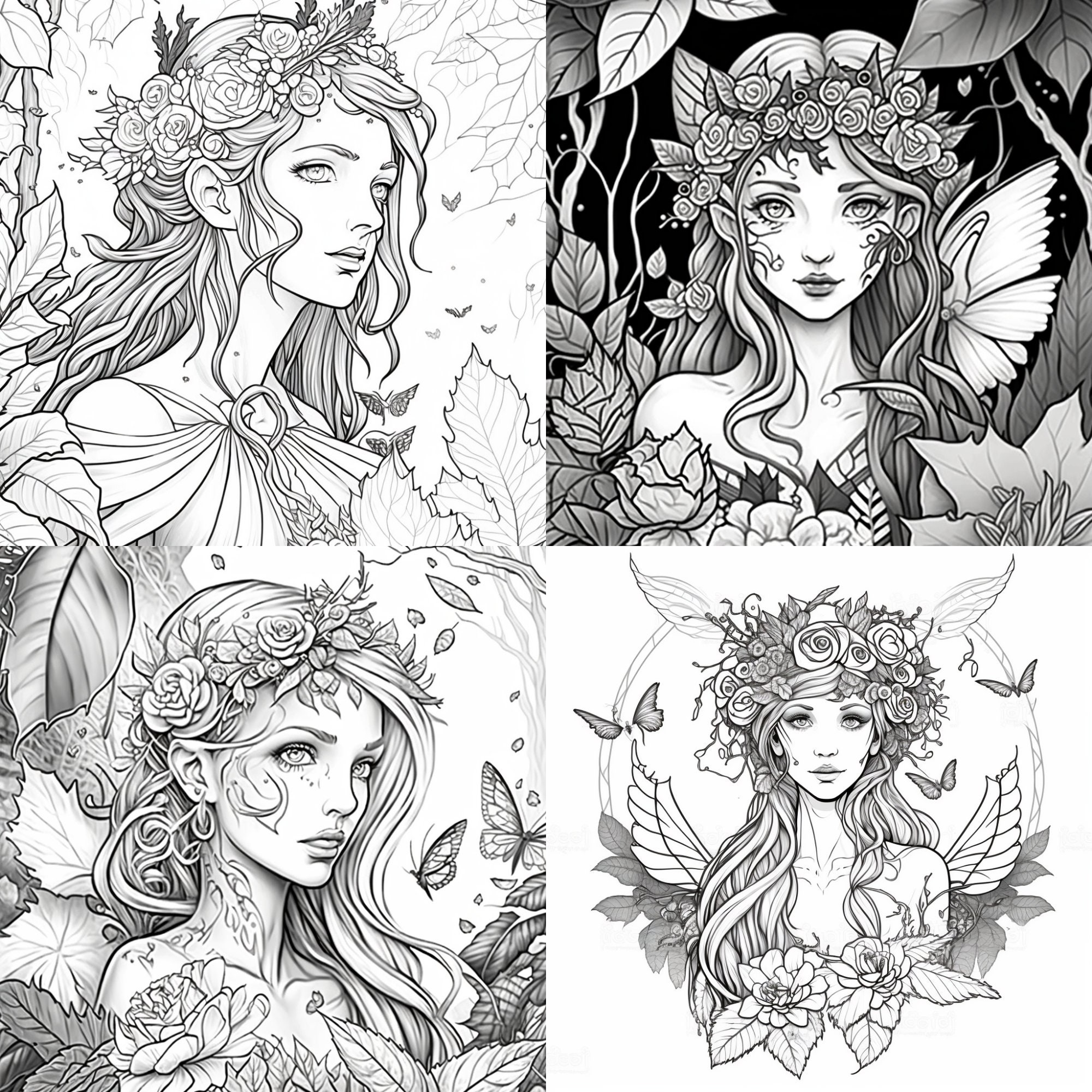 40 Fantasy Elves Coloring Pages Printable Coloring Book - Etsy