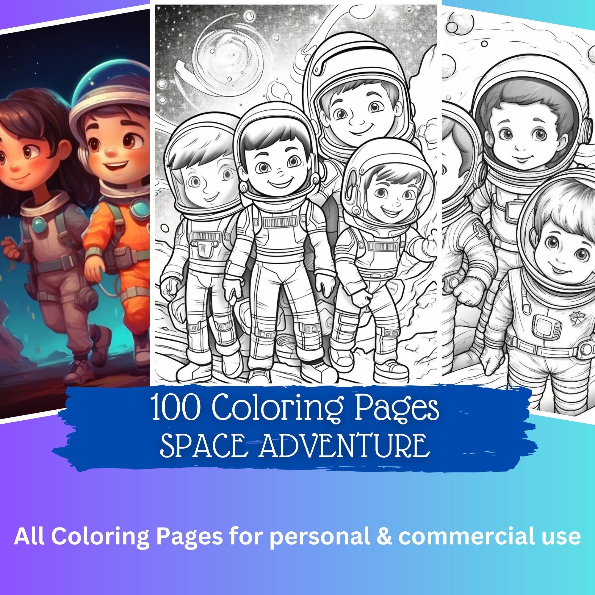 100 Space Adventure Coloring Pages Printable Coloring Book - Etsy