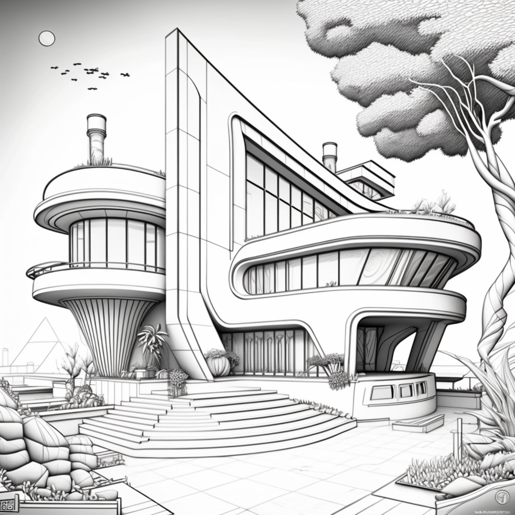 60 Futuristic Villa Coloring Pages Printable Coloring Book Coloring ...