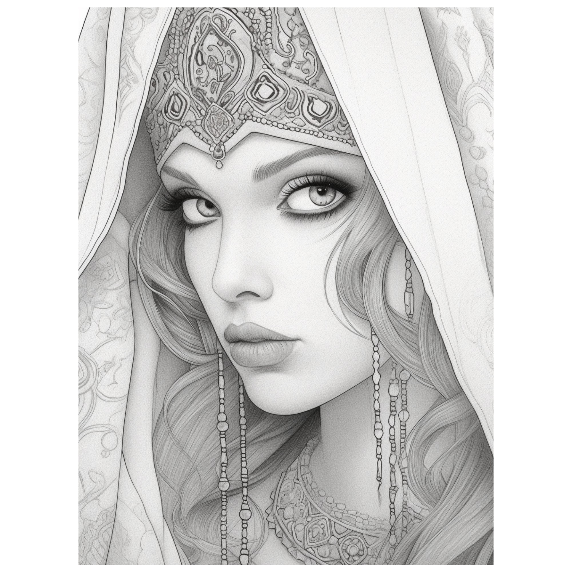 40 Female Beauties Coloring Pages | Printable Coloring Book | Coloring ...