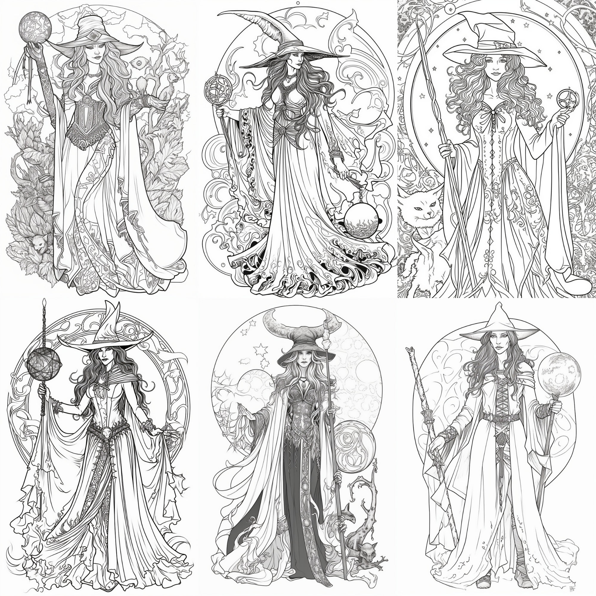 38 Sorcerer Woman Coloring Pages Printable Coloring Book - Etsy