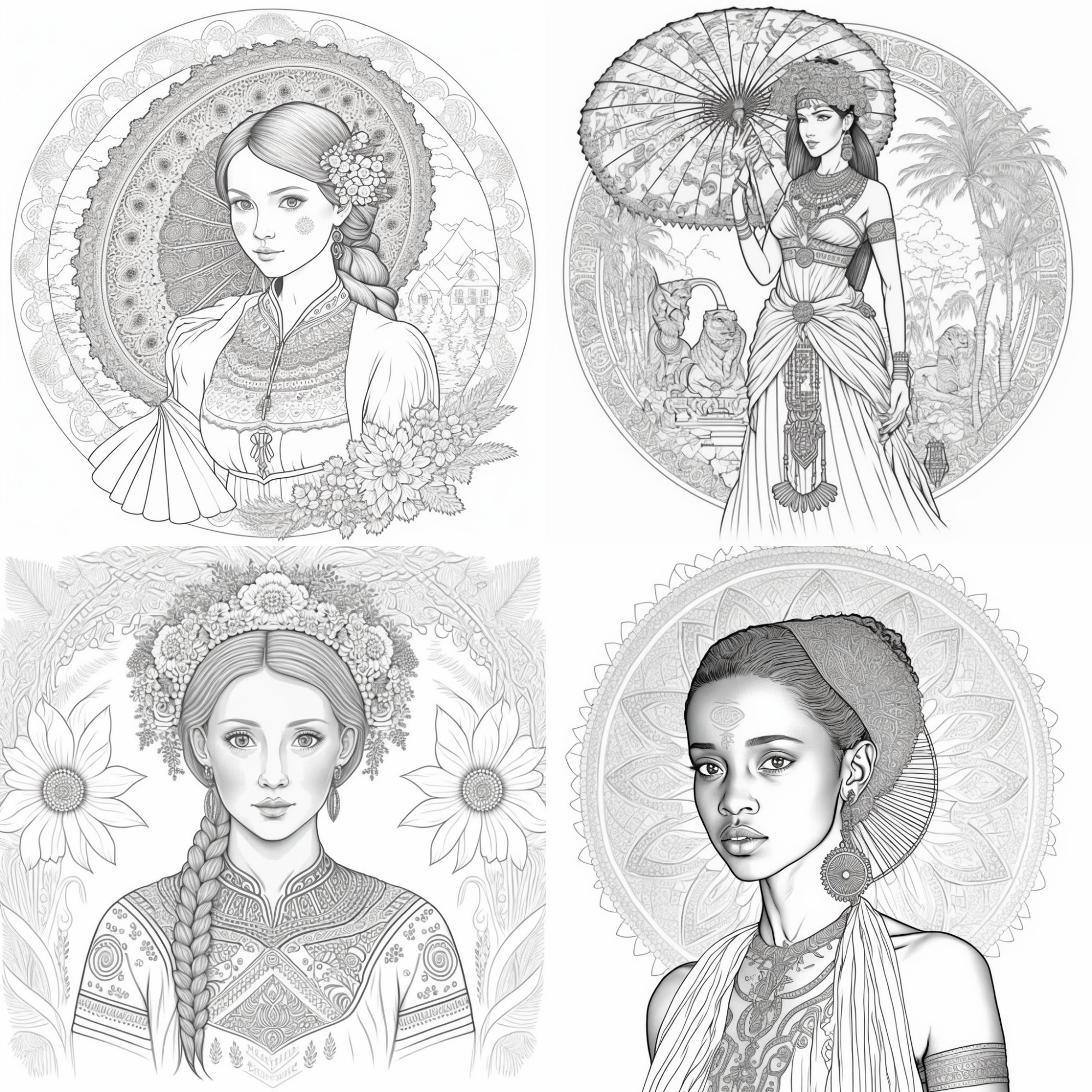 50 Woman Coloring Pages Cute Printable Coloring Book - Etsy