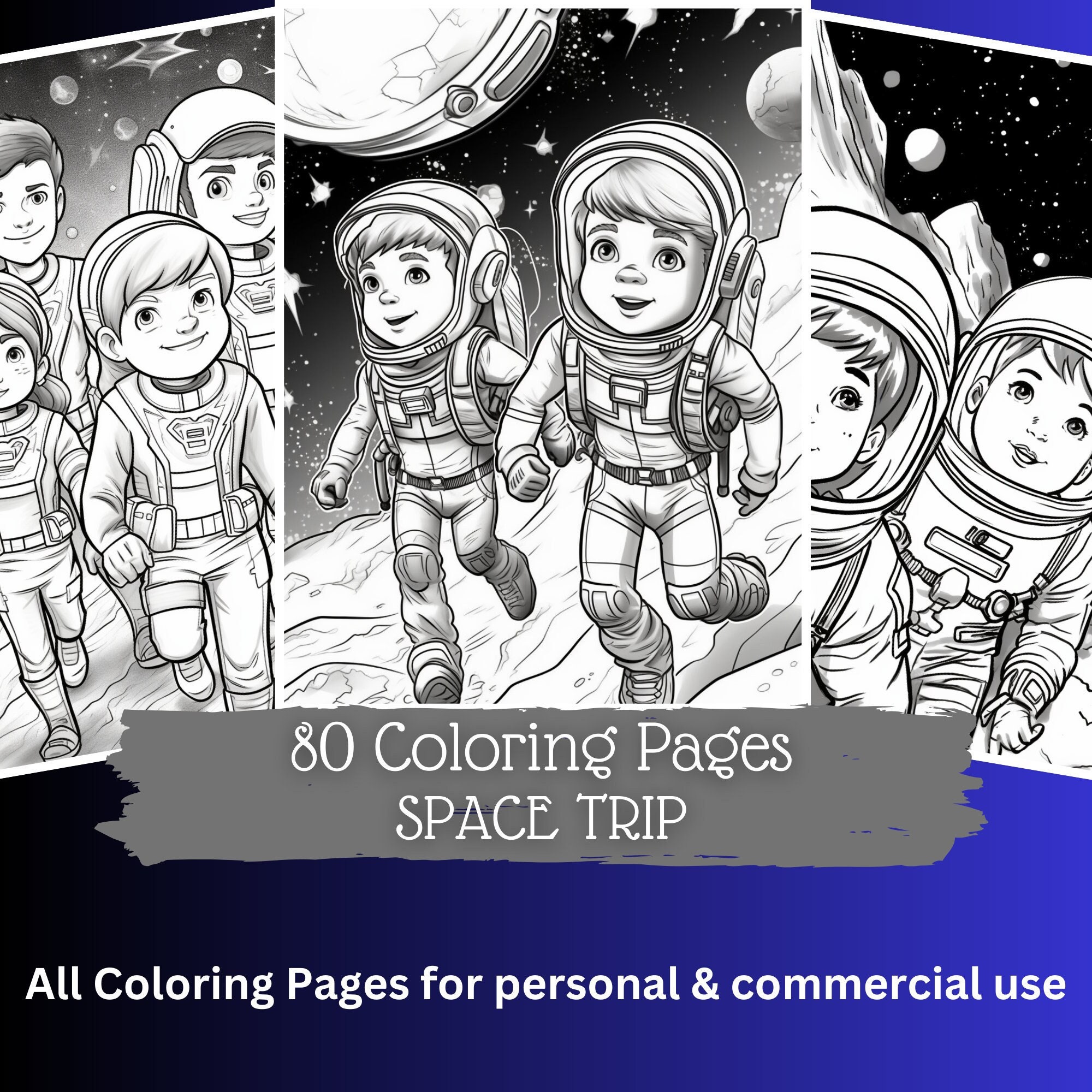 80 Space Trip Coloring Pages Printable Coloring Book - Etsy