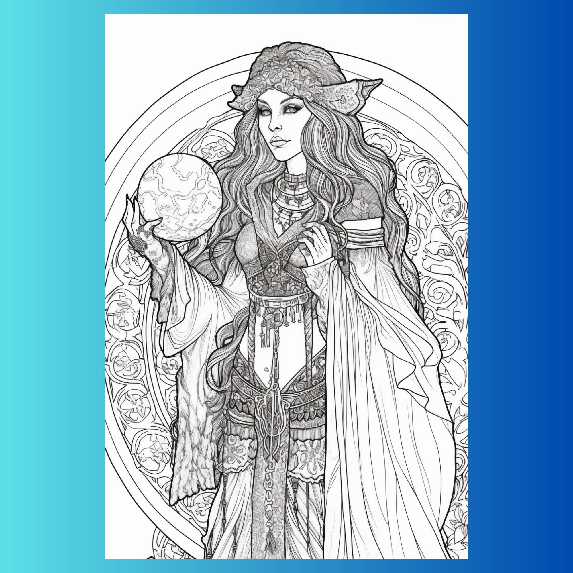 38 Sorcerer Woman Coloring Pages Printable Coloring Book - Etsy
