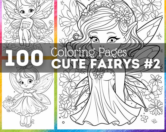 Over 100 Cute Fairy Girl Coloring Pages - Printable, Digital Download ...