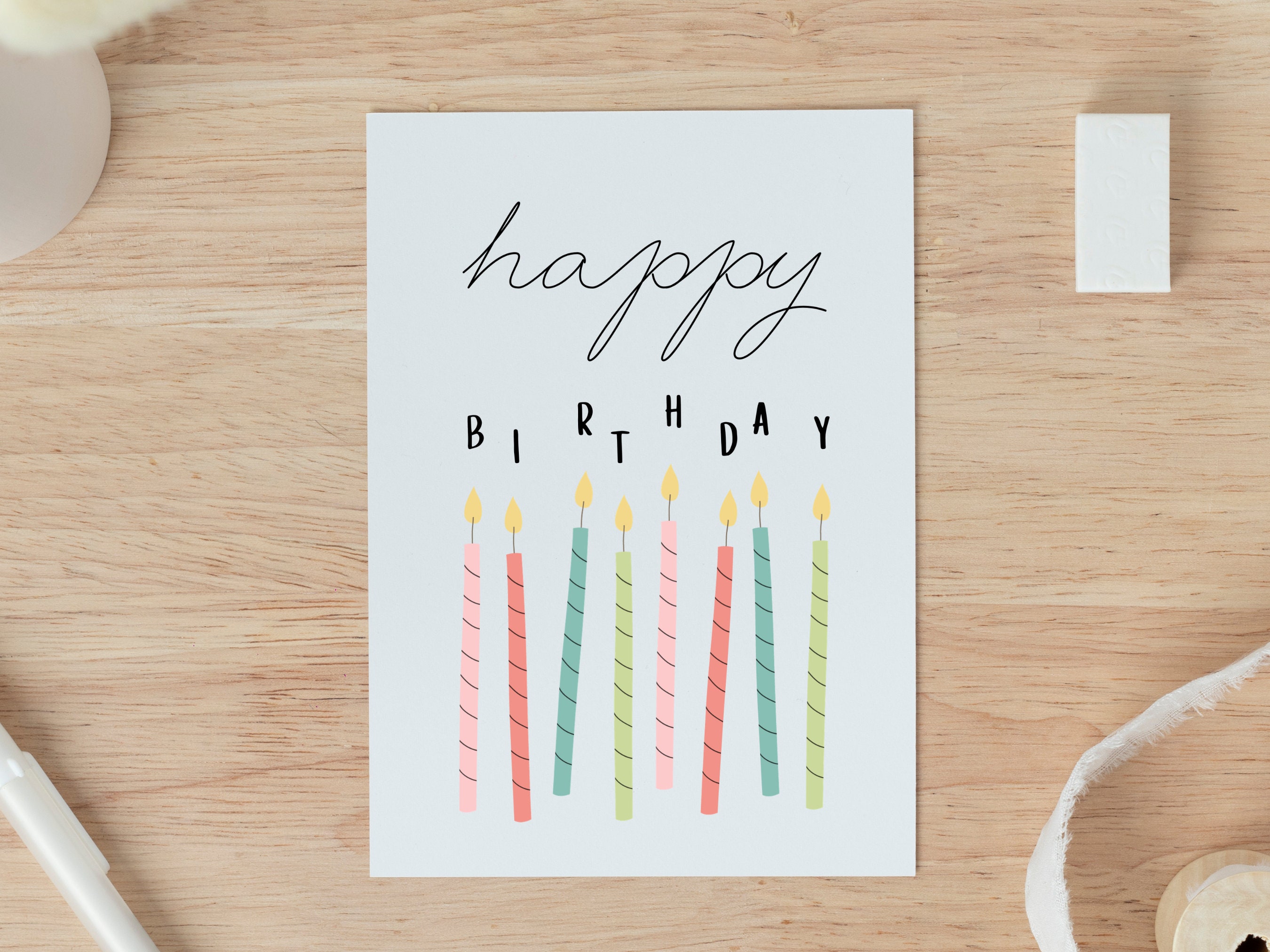 Happy Birthday Card, Birthday Card Template, Printable Greeting Card ...