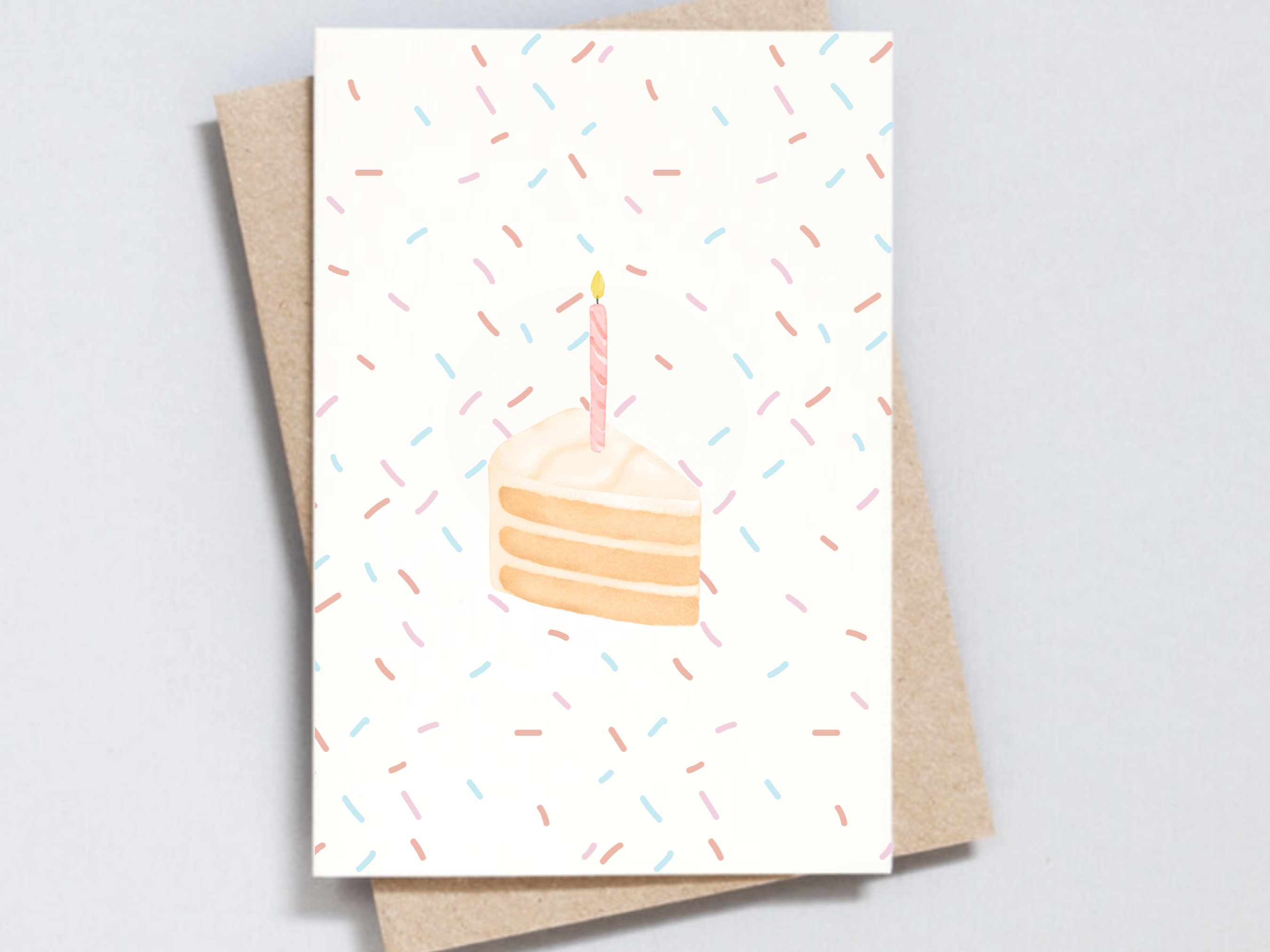 Birthday Cake Card, Printable Simple Birthday Card, Minimal Birthday ...