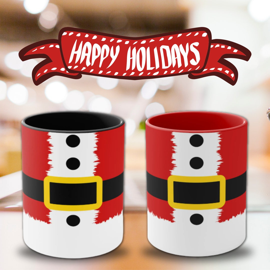 Santa's Coat Festive Holdiay Accent Mugs, 11 Oz Festive Holiday Mug - Etsy
