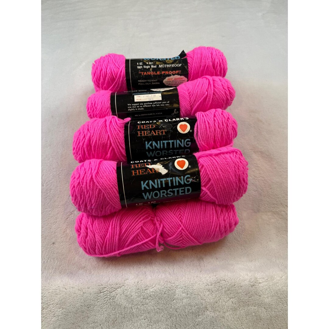 Coats Clark Red Heart Knitting Worsted Atomic Pink 100 Virgin Wool 9 ...