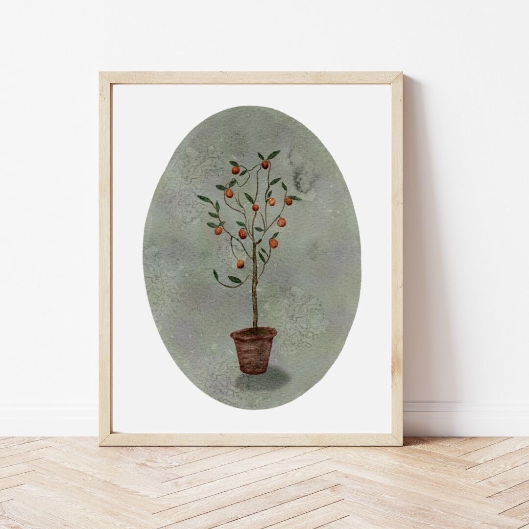 Citrus Tree Art Print Small Still Life Painting Citrus Art Lemon Art ...