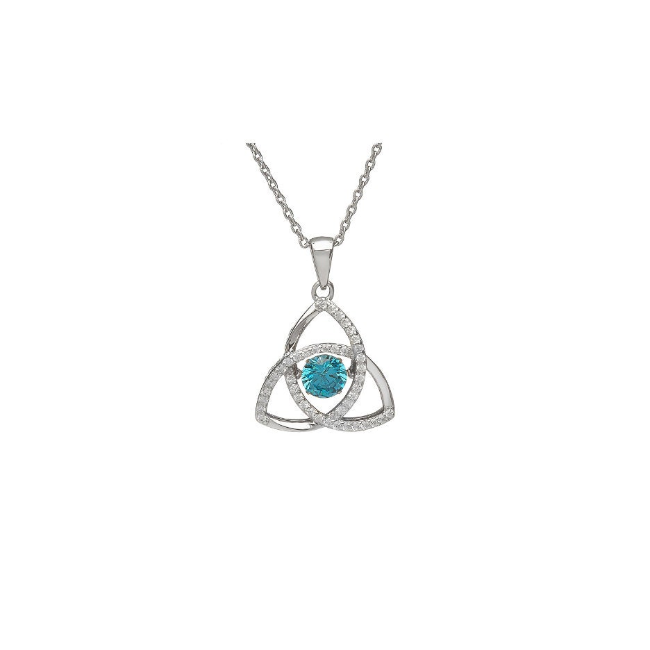 Sterling Silver Trinity Dancing Stone Pendant Necklace 4 Colors ...