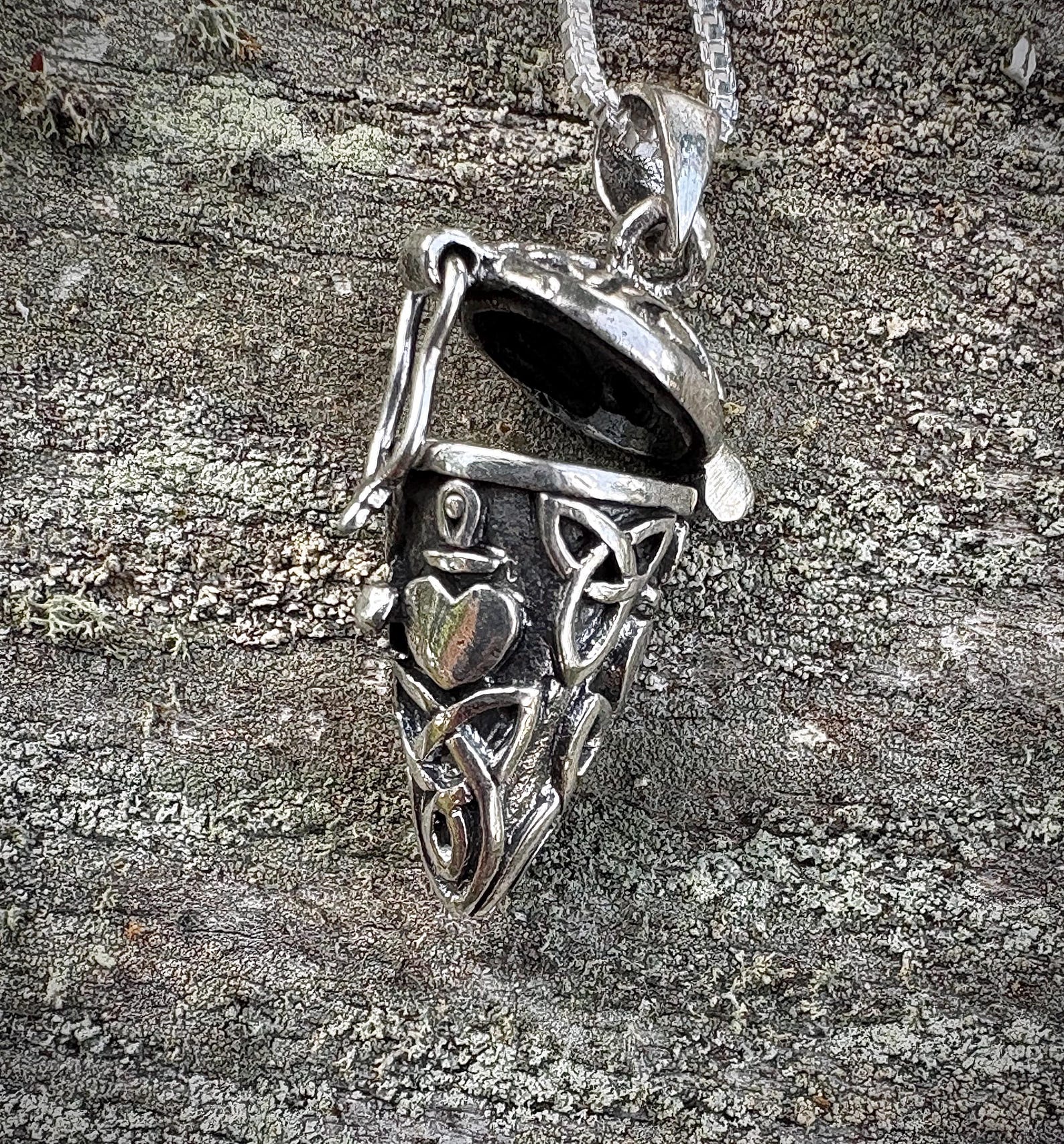 Latching Silver Vial Locket Pendant With Trinity Knots, Unique Necklace ...