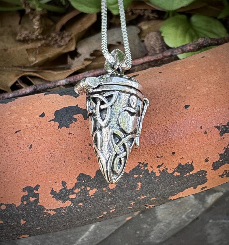Latching Silver Vial Locket Pendant With Trinity Knots, Unique Necklace ...