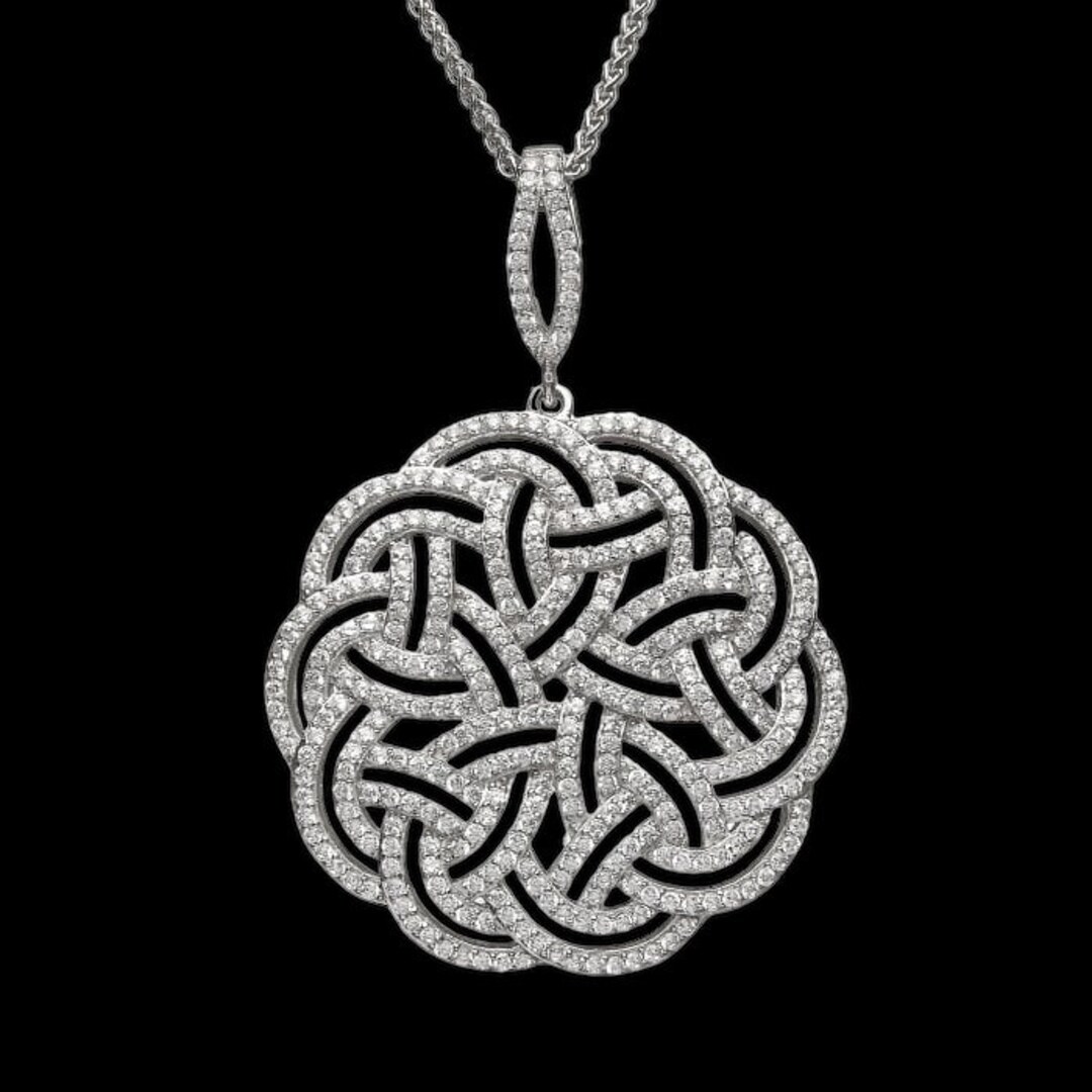 Interlaced Cubic Zirconia Celtic Pattern, Wedding Pendant Necklace ...