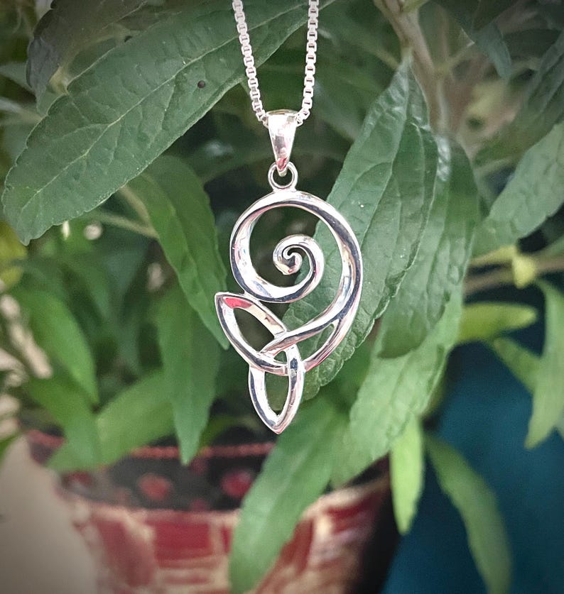 Trinity Knot Silver Swirl Celtic Pendant, Unique Statement Necklace ...