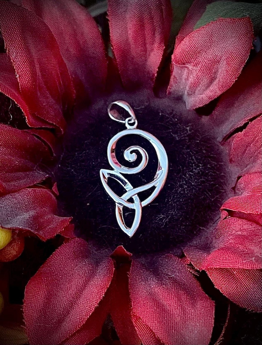 Trinity Knot Silver Swirl Celtic Pendant, Unique Statement Necklace ...