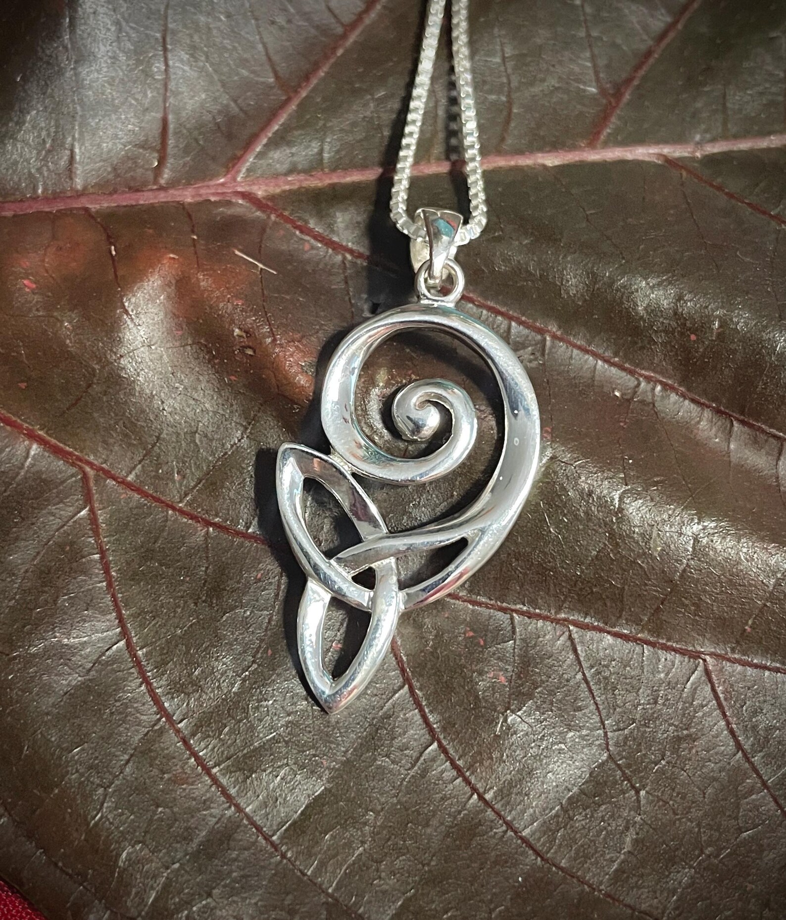 Trinity Knot Silver Swirl Celtic Pendant, Unique Statement Necklace ...