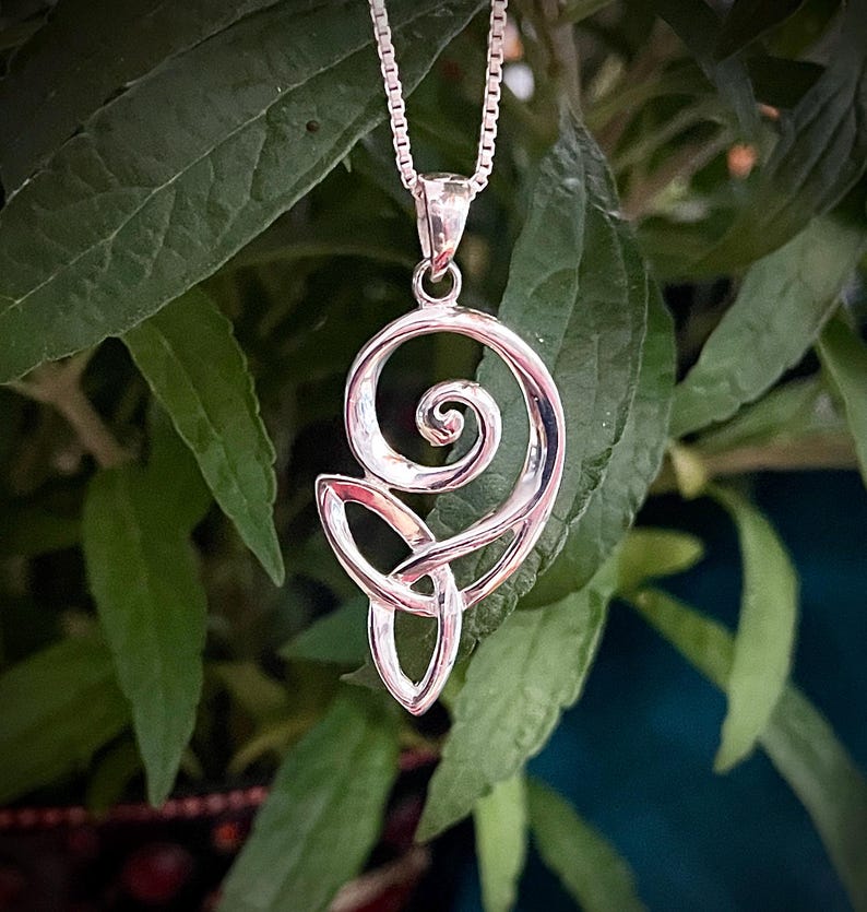 Trinity Knot Silver Swirl Celtic Pendant, Unique Statement Necklace ...