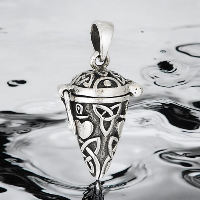 Latching Silver Vial Locket Pendant With Trinity Knots, Unique Necklace ...