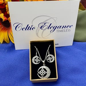 Witch's Knot Hexefus Magic Knot Celtic Pendant, Crescent Moon, Silver ...