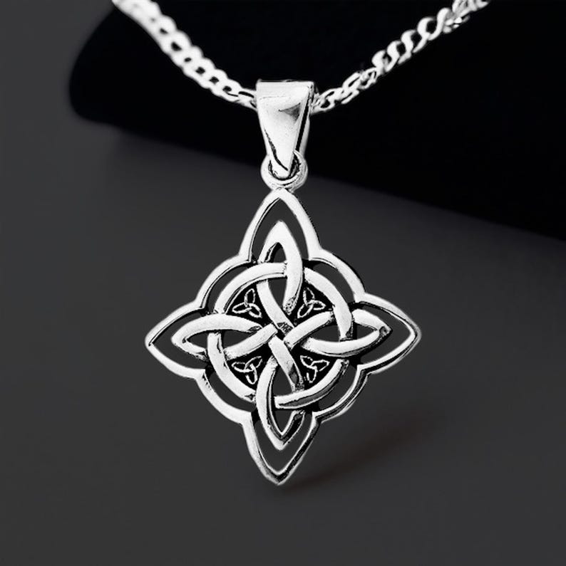 Silver Celtic Trinity Knot Hexefus Pendant Necklace, Guardianship and ...