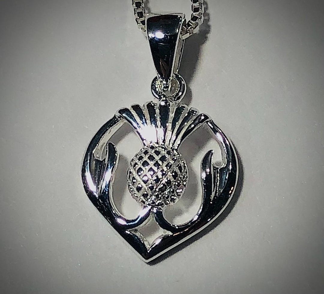 Scottish Thistle Pendant, .925 Sterling Silver, Matching Earrings ...