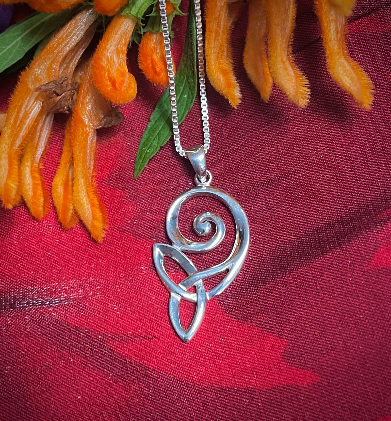 Trinity Knot Silver Swirl Celtic Pendant, Unique Statement Necklace ...