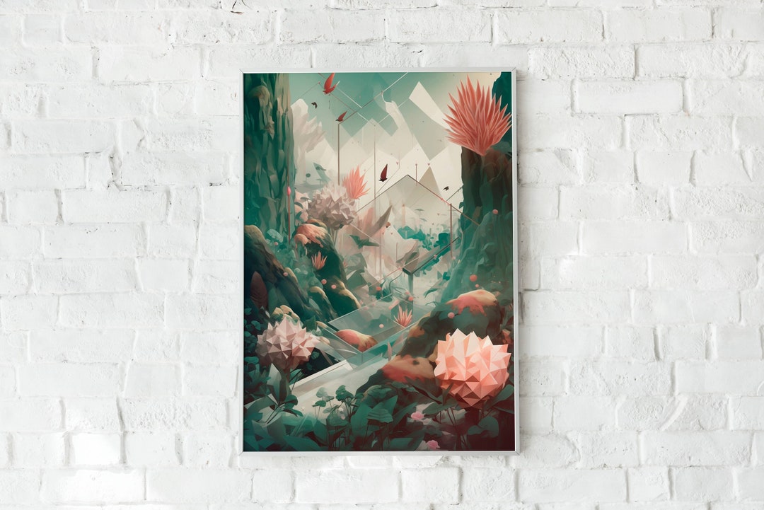 Floral Surrealism With Geometric Shapes & Detailed Flora Fauna ...