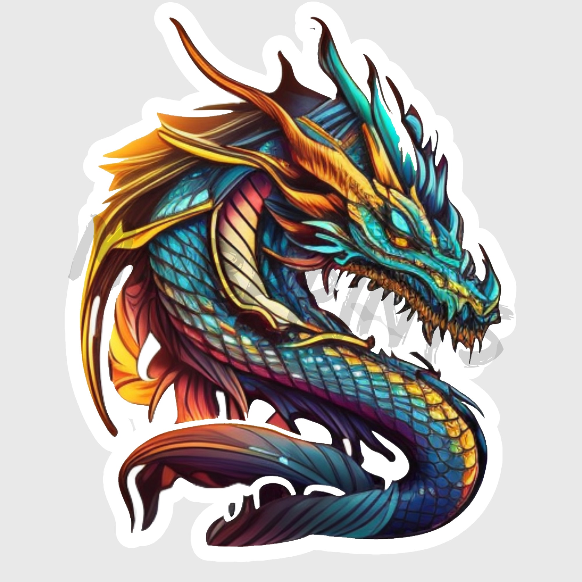 Dragon Sticker Waterproof Vinyl Sticker Fantasy Sticker Set Dishwasher ...