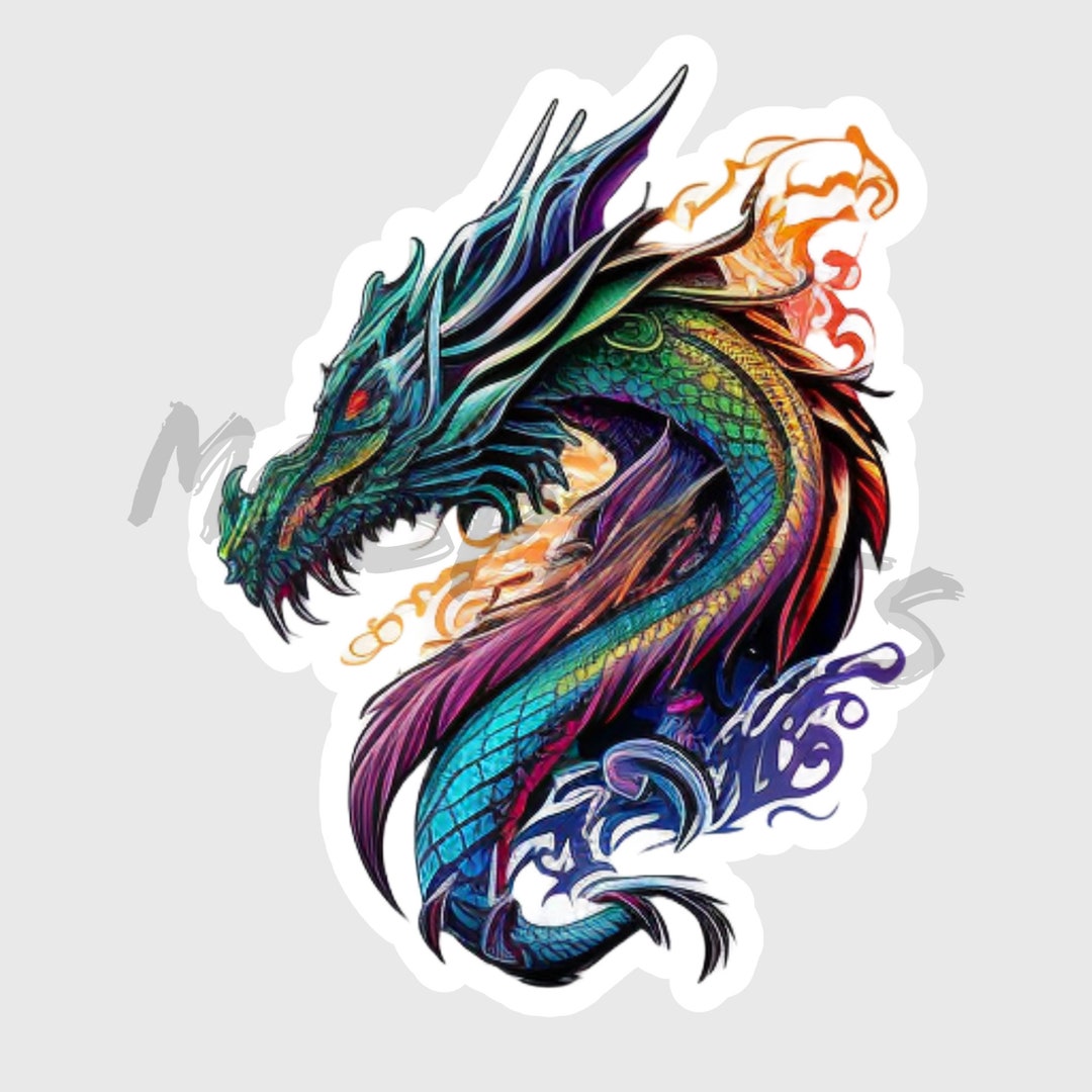 Dragon Sticker Waterproof Vinyl Sticker Fantasy Sticker Set Dishwasher ...