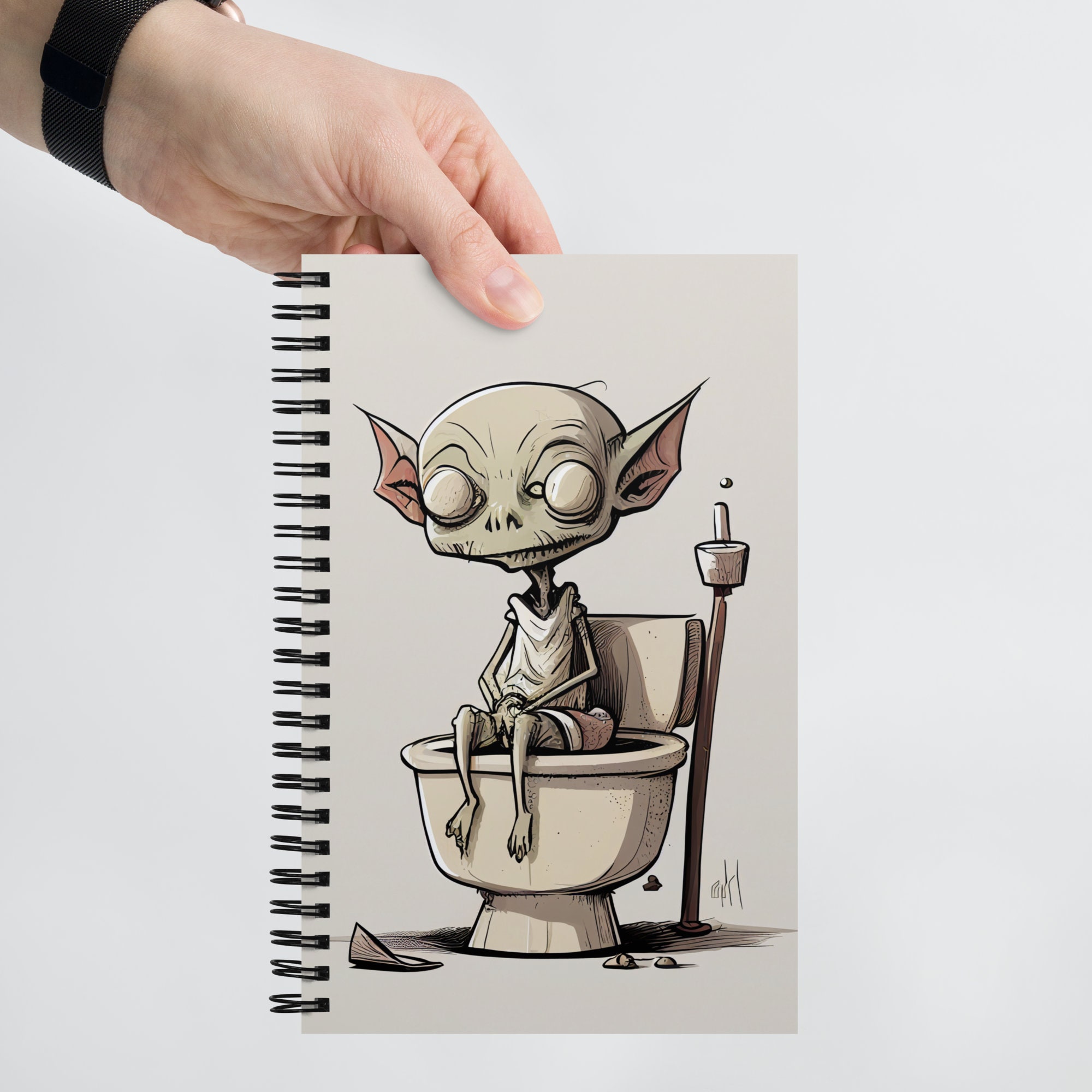 Spiral Notebook Goblin Sitting on Toilet Funny Art Bathroom Dnd Art ...