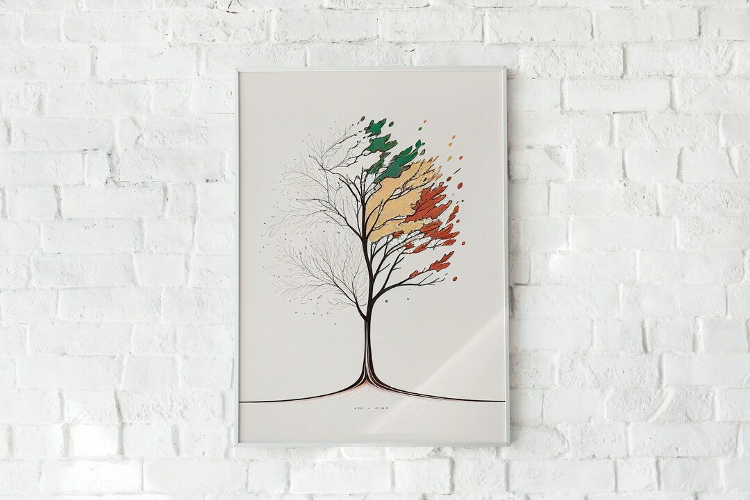 Minimalist Tree Changing Seasons Poster Living Room Wall Decor Tree Art ...