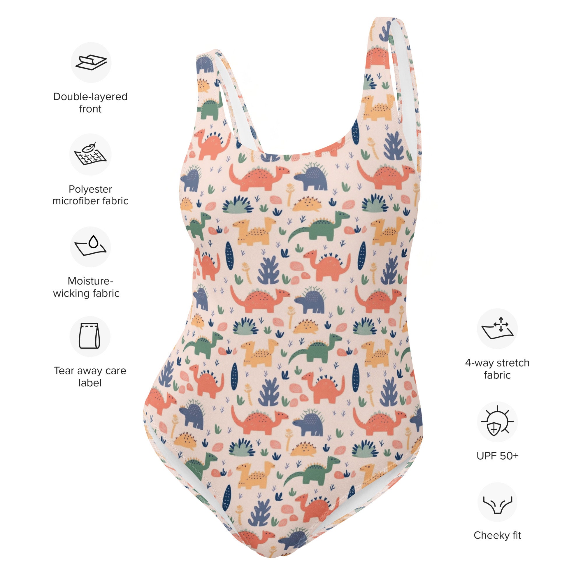 Colorful Dinosaur One-piece Swimsuit Cute and Trendy Design for Summer ...