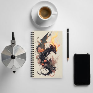 Spiral Notebook Black Dragon Notepad Floral Gothic Tracker Dnd Notepad ...
