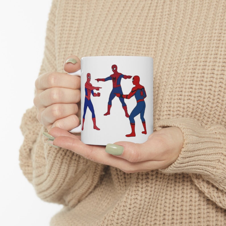 Spiderman Meme Mug, Funny Spider Man Pointing Viral Cup, Spiderman Fun ...