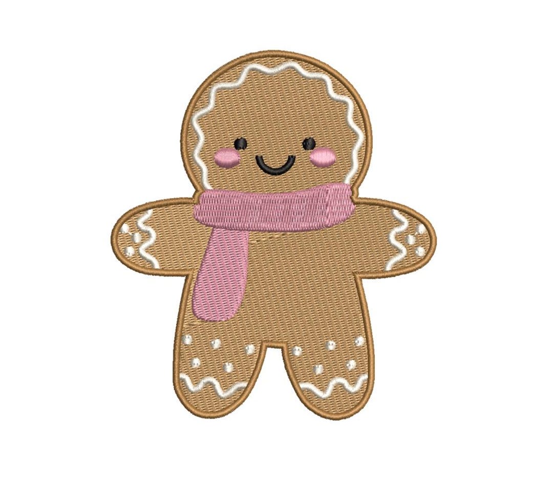 Gingerbread Girl Embroidery Design, Pink Cute Christmas Design, Machine ...