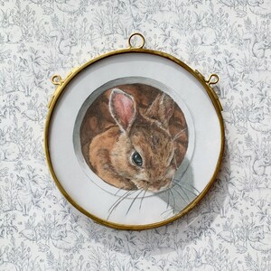 Cottagecore Rabbit Art Download, Sweet Brown Bunny Watercolour Portrait ...