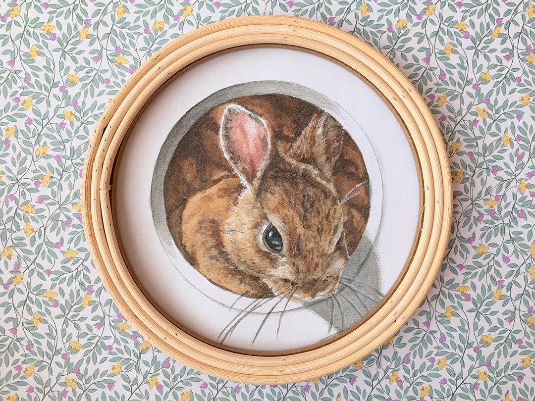 Cottagecore Rabbit Art Download Sweet Brown Bunny Watercolour - Etsy